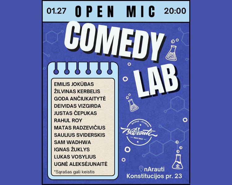 Comedy Lab – Open Mic Night | Vilnius Events